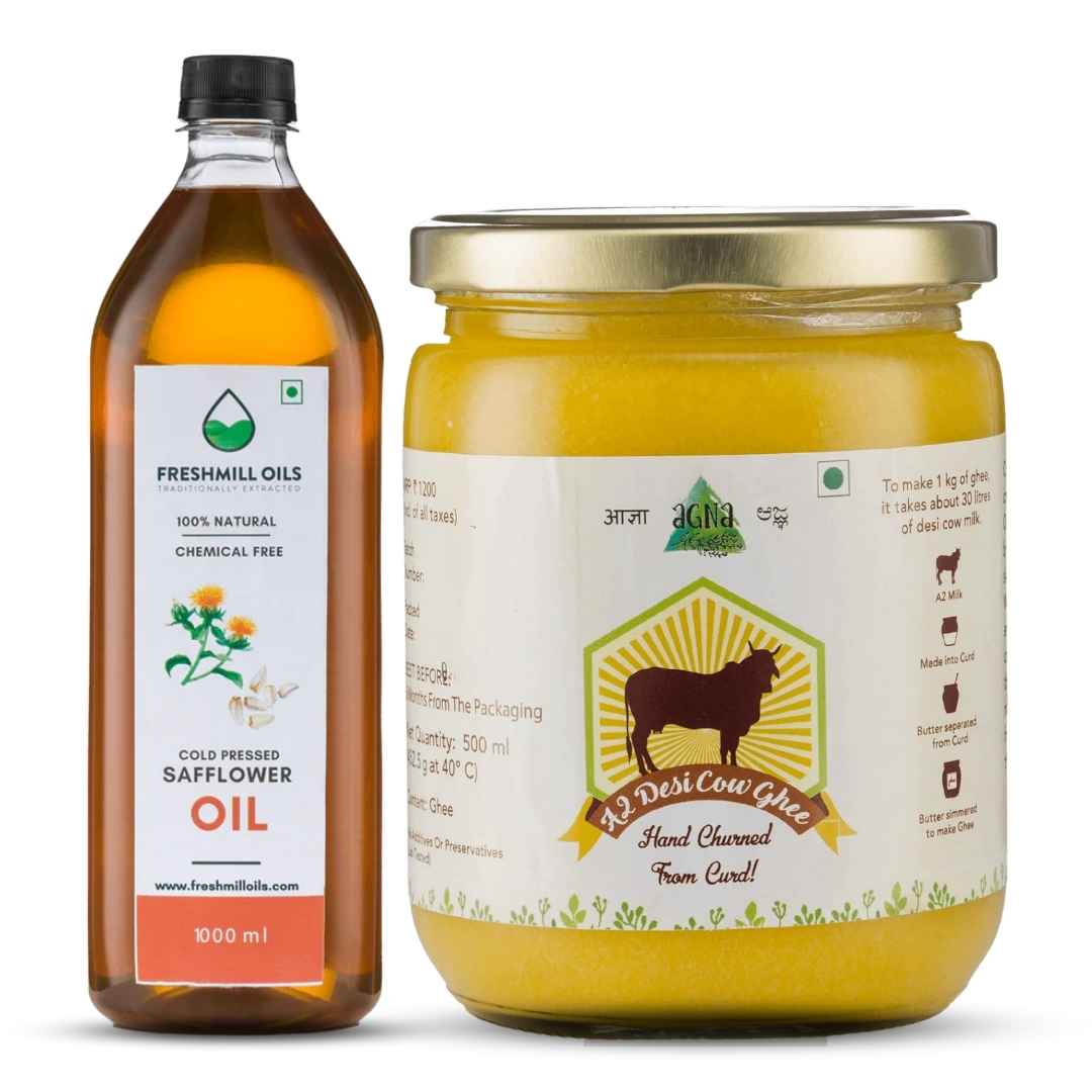 A2 Desi Cow Ghee (500 ml.) & Safflower Oil (1 l) – Honey and Spice