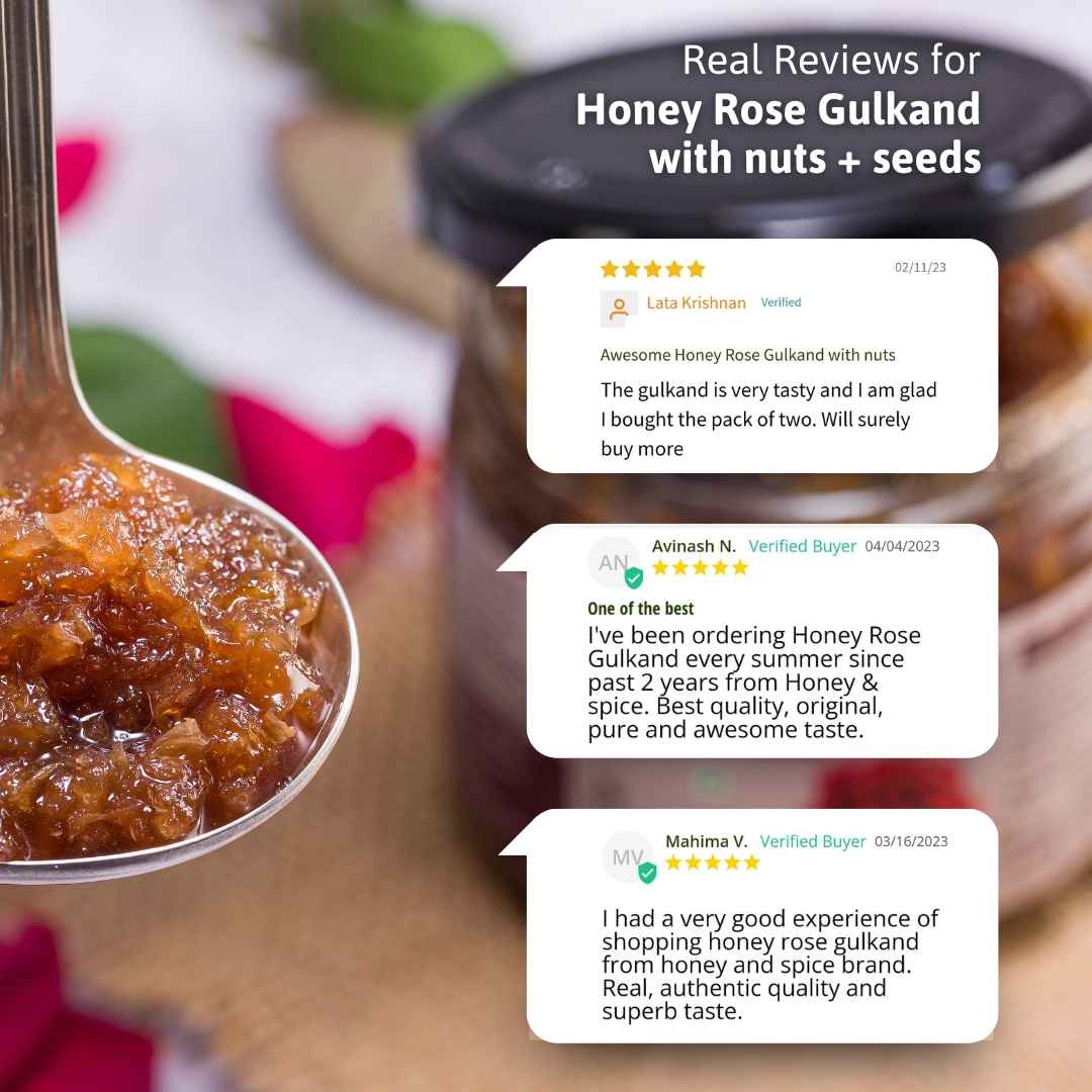 Honey Rose Gulkand with Nuts and Seeds 400gms – Honey and Spice