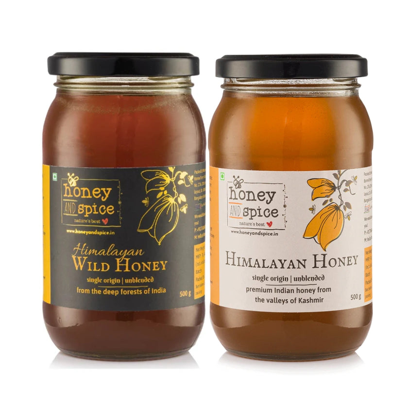Himalayan Wild Honey(500 gm) & Kashmiri Himalayan Honey(500gm) Combo ...