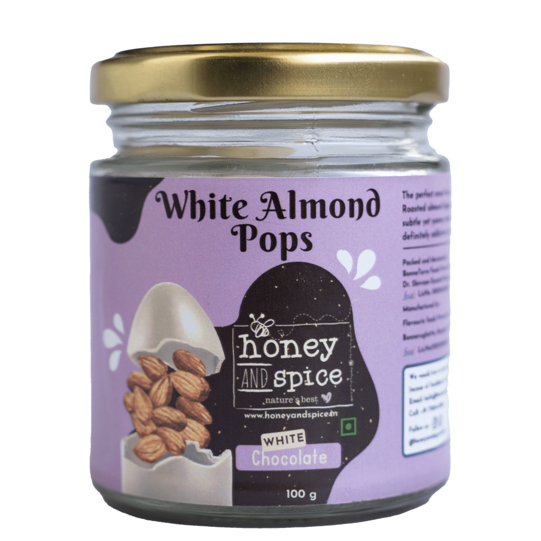 White Almond Pops 100g – Honey and Spice